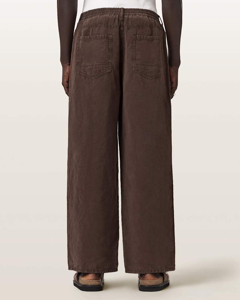Korten Loose Fit Linen Blend Trousers PLUM BROWN | ALLSAINTS DE